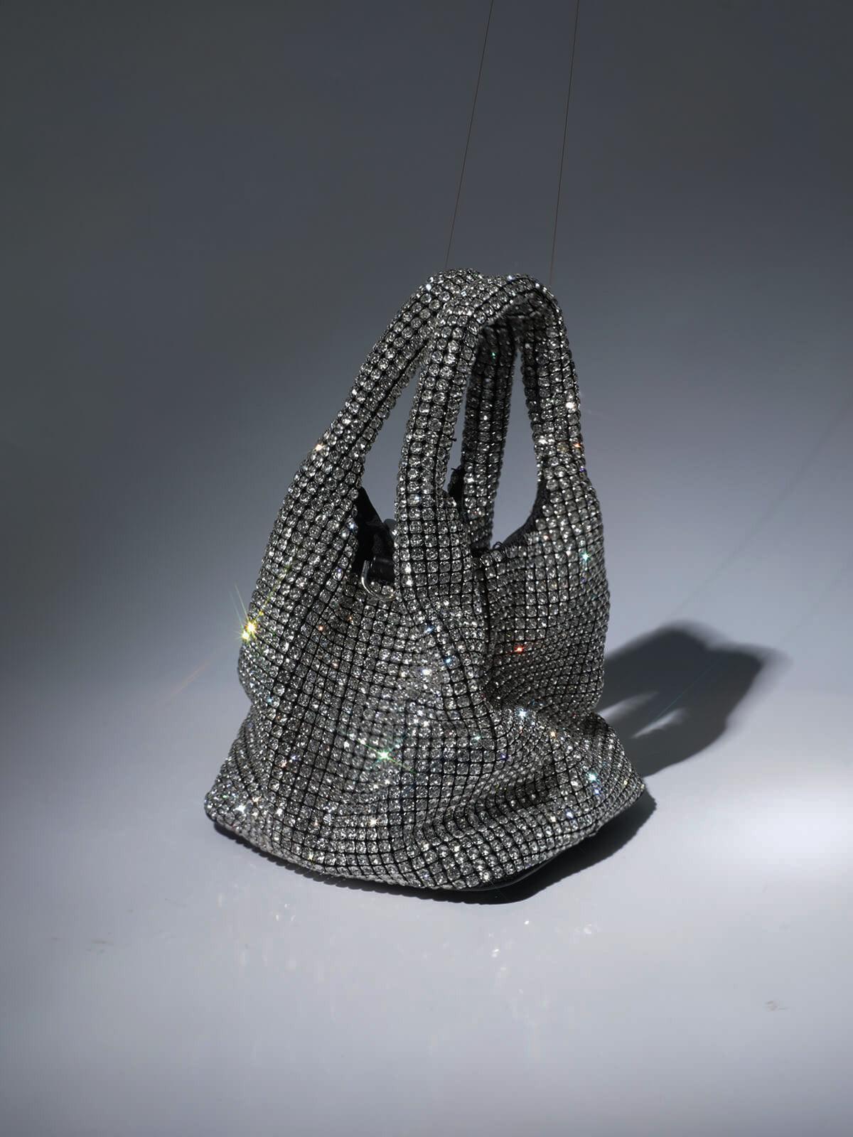Bellatrix Crystal Bucket Bag In Silver – Mew Mews