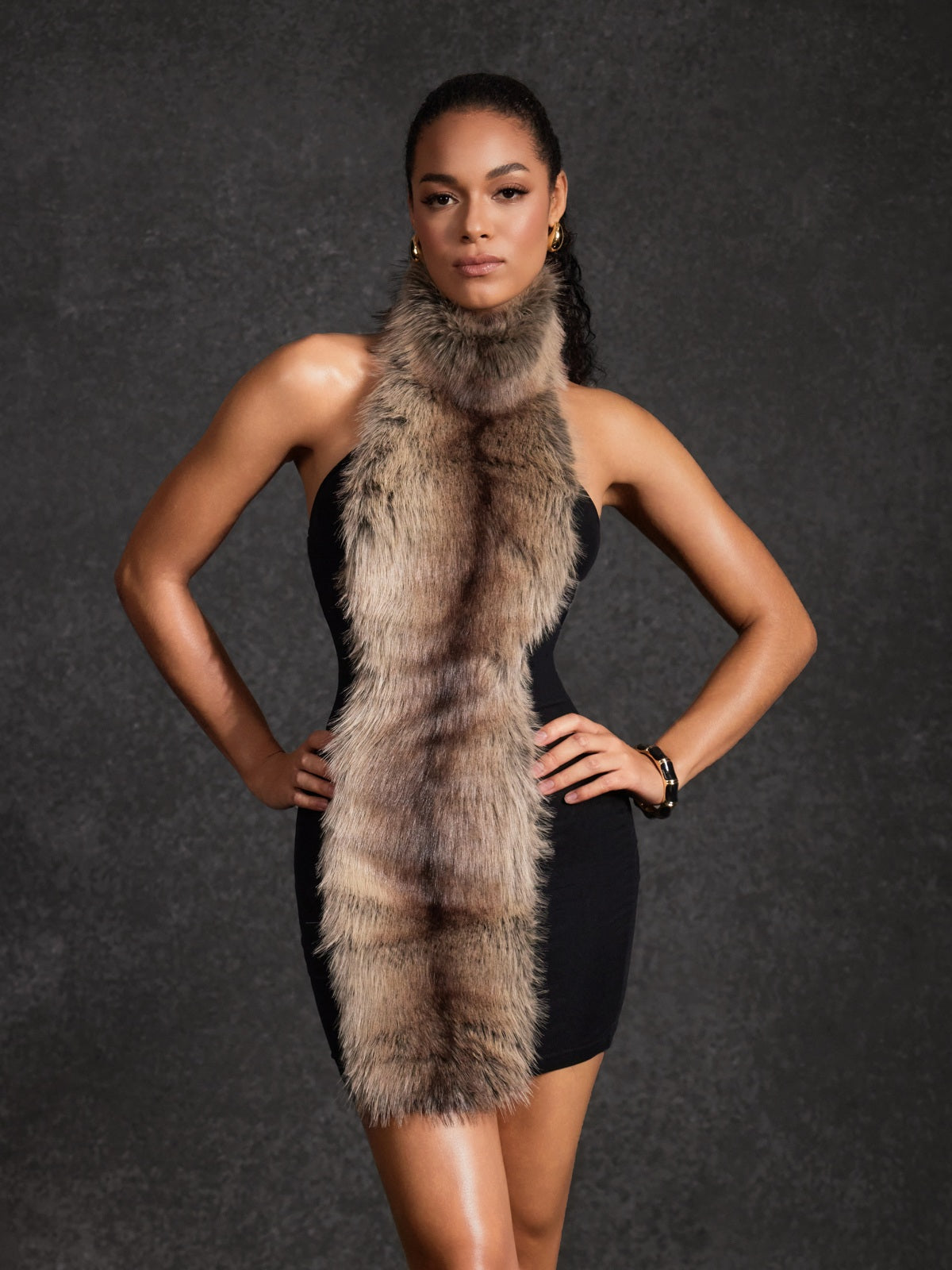 Hadeanix Halterneck Fur Mini Dress – Mew Mews