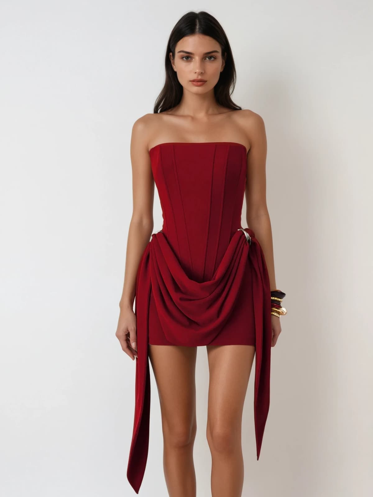 Mordenite Strapless Draped Mini Dress – Mew Mews