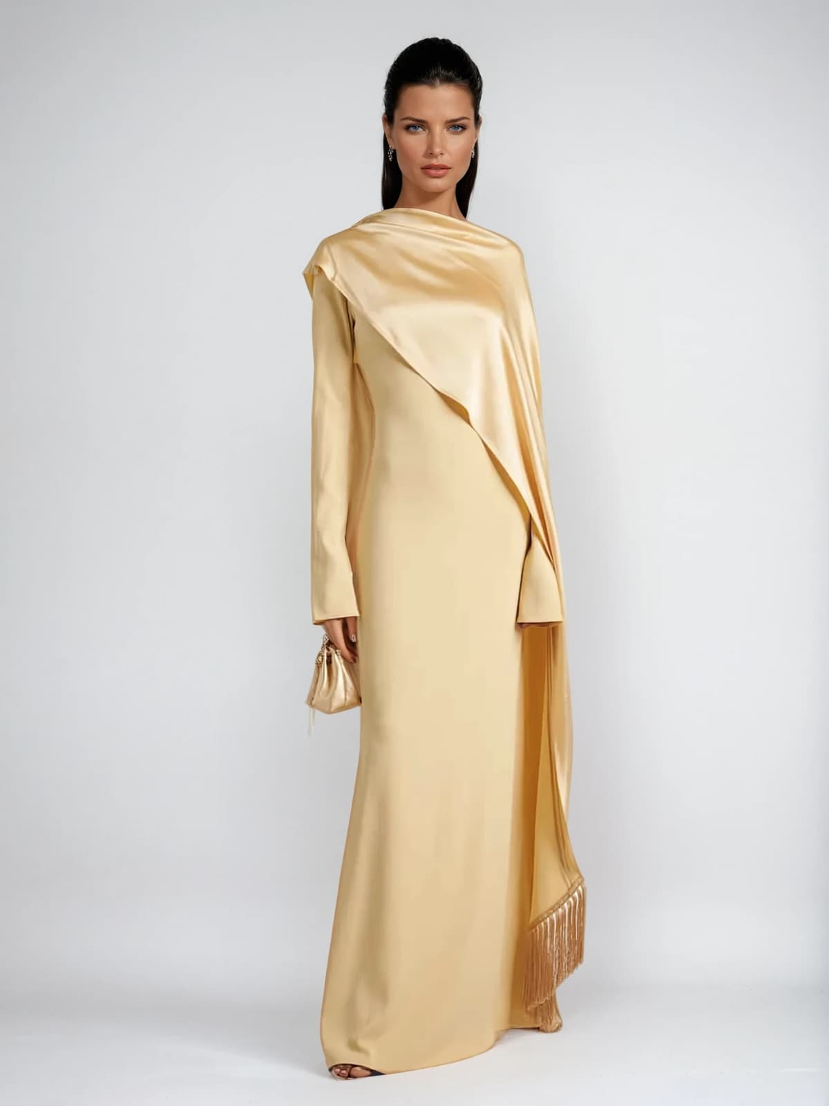 Nanotubix Cape Fringe Maxi Dress – Mew Mews
