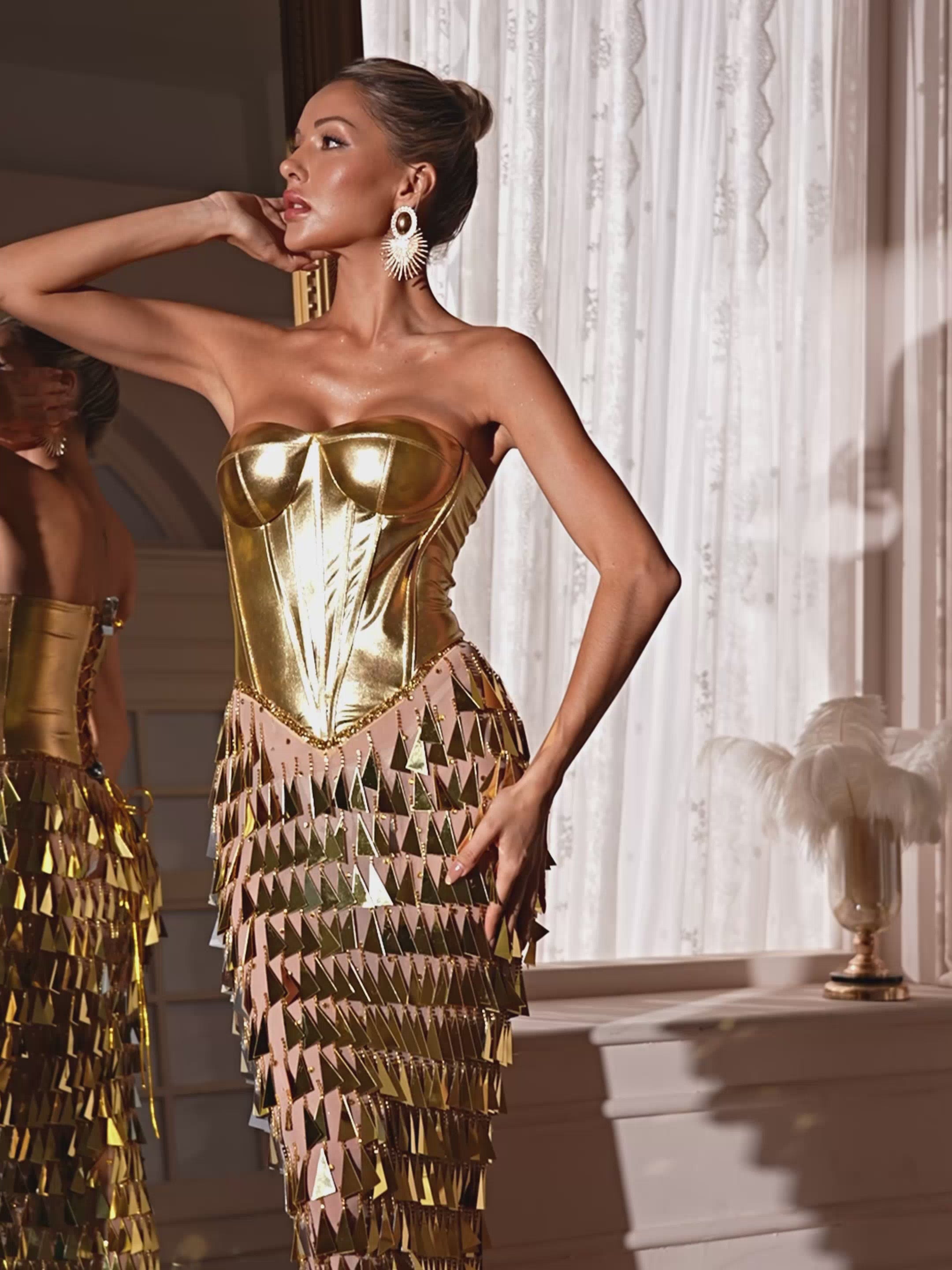 Buck Corset Acrylic Fringe Maxi Dress – Mew Mews